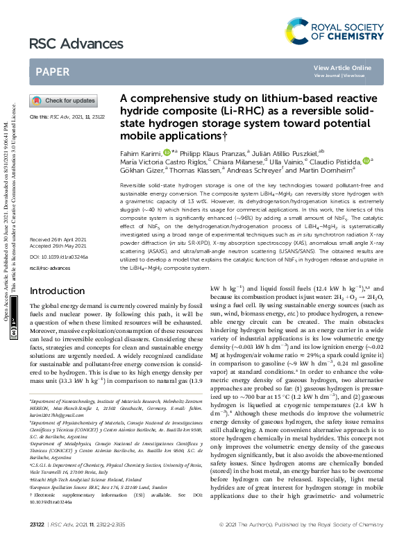 (PDF) A comprehensive study on lithium-based reactive hydride composite ...