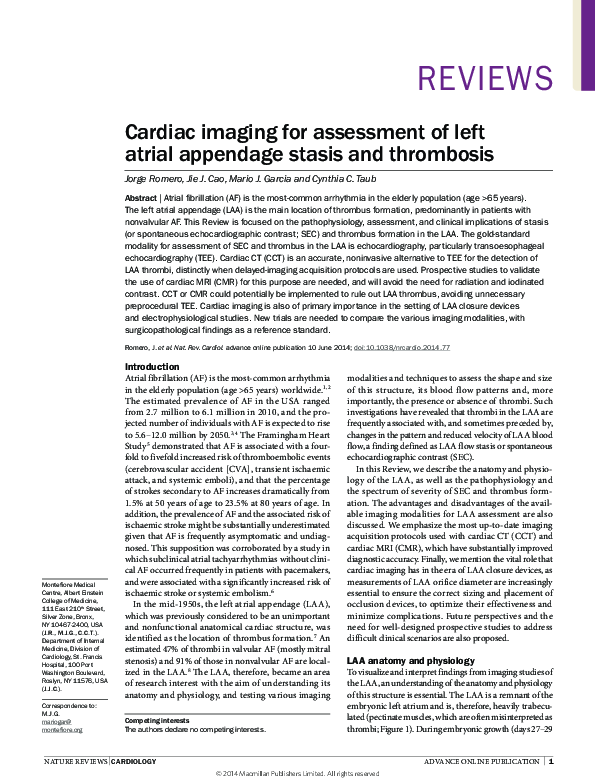 (PDF) Cardiac imaging for assessment of left atrial appendage stasis ...