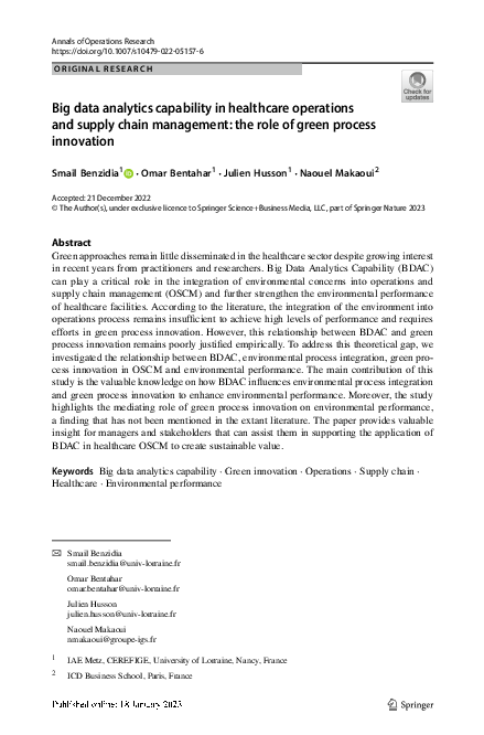 (PDF) Big data analytics capability in healthcare operations and supply ...