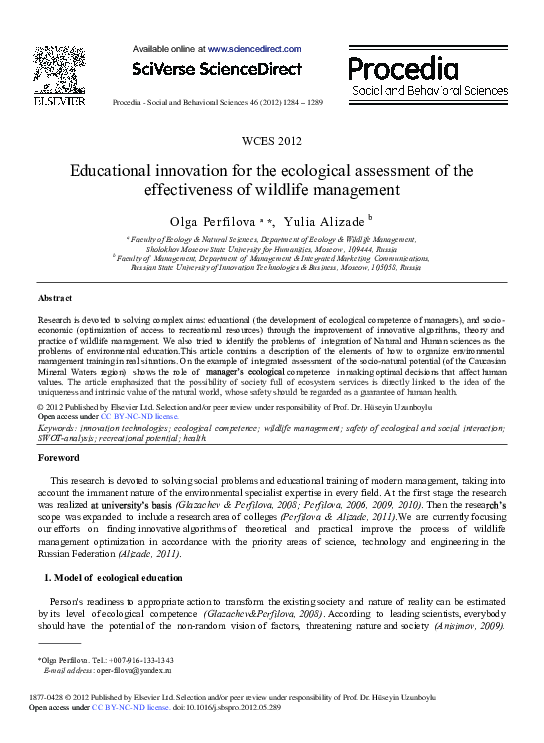 (PDF) Educational Innovation for the Ecological Assessment of the ...
