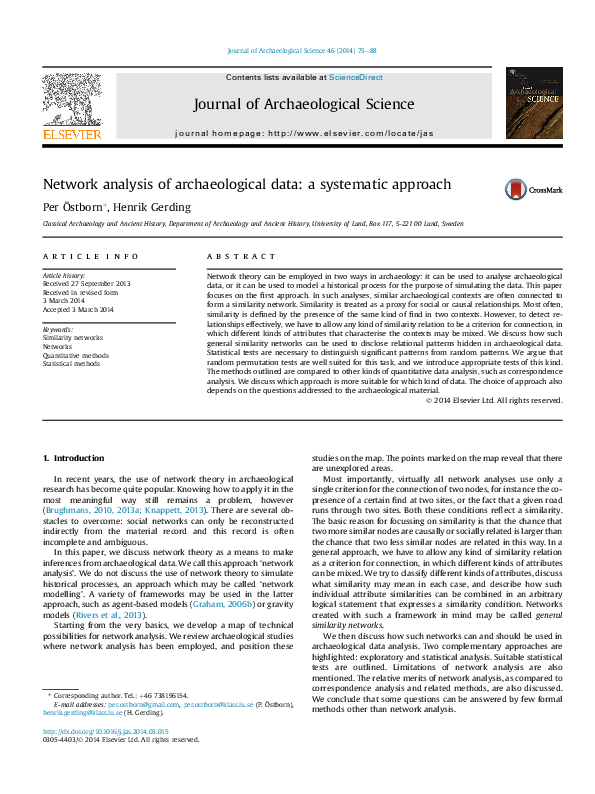 (PDF) Network analysis of archaeological data: a systematic approach