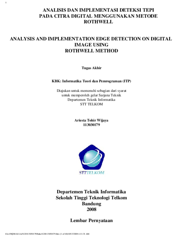 (PDF) Analisis Dan Implementasi Deteksi Tepi Pada Citra Digital Menggunakan Metode Rothwell