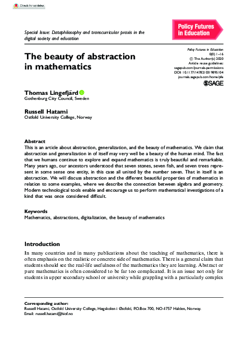 (PDF) The beauty of abstraction in mathematics