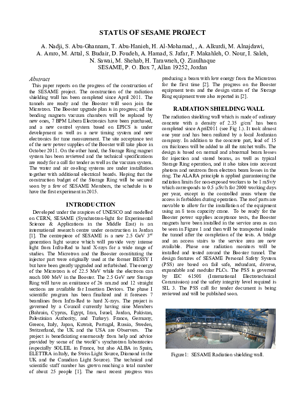 (PDF) Status of SESAME Project