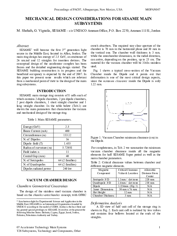 (PDF) Mechanical design considerations for SESAME main subsystems