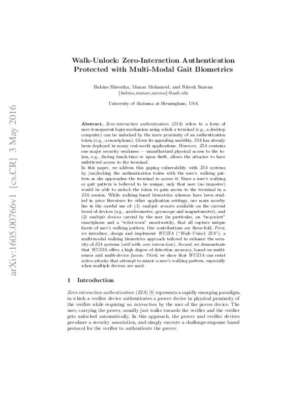 (PDF) Walk-Unlock: Zero-Interaction Authentication Protected with Multi ...