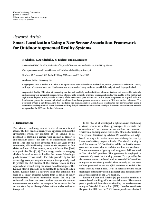 (PDF) Smart Localization Using a New Sensor Association Framework for Outdoor Augmented Reality ...