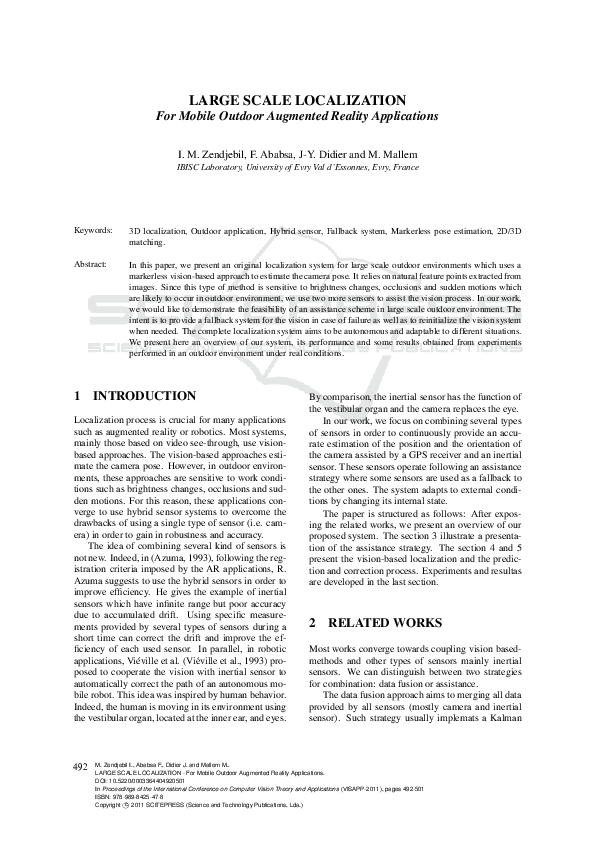 Pdf Markerless Localization For Outdoor Ar
