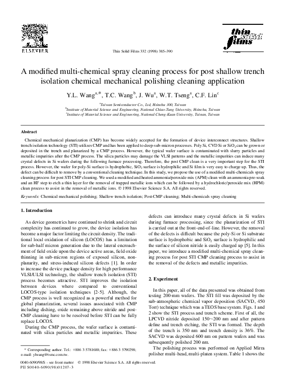 (PDF) A modified multi-chemical spray cleaning process for post shallow ...