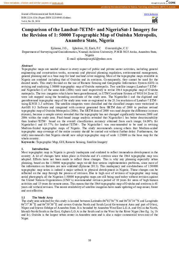(PDF) Comparison of the Landsat-7ETM+ and NigeriaSat-1 Imagery for the ...