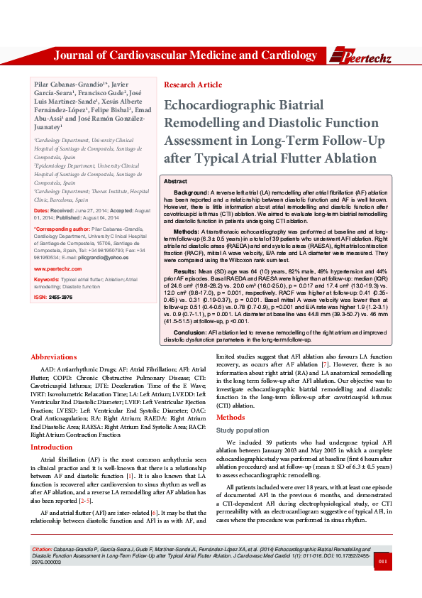 (PDF) Echocardiographic Biatrial Remodelling and Diastolic Function ...