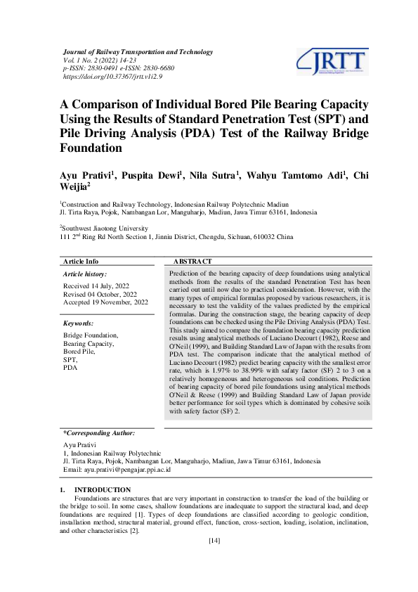 (PDF) Comparison of Individual Bored Pile Bearing Capacity Using the ...