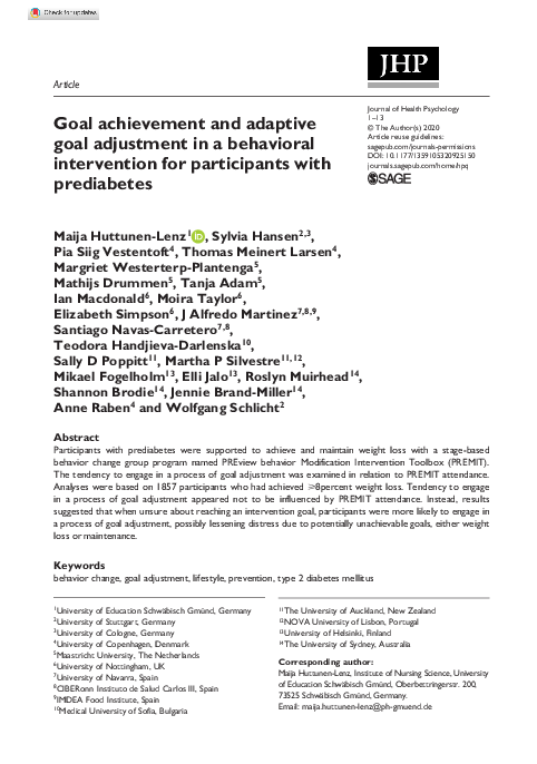 (PDF) Goal achievement and adaptive goal adjustment in a behavioral ...