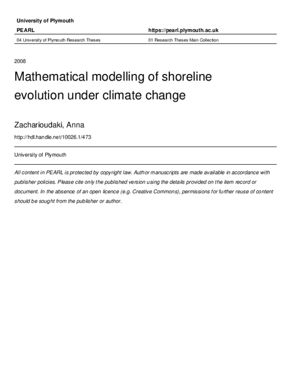 (PDF) Mathematical modelling of shoreline evolution under climate change