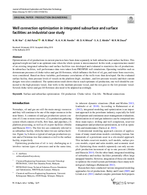 Pdf Well Connection Optimization In Integrated Subsurface And Surface Facilities An