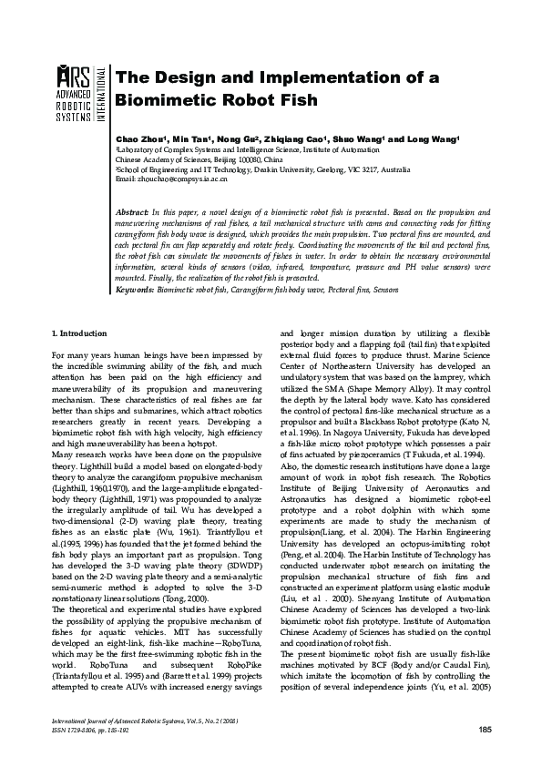 (PDF) The Design and Implementation of a Biomimetic Robot Fish