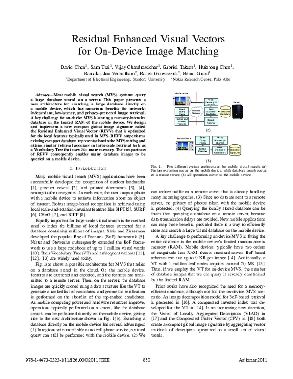 (PDF) Residual Enhanced Visual Vectors for on-device image matching ...