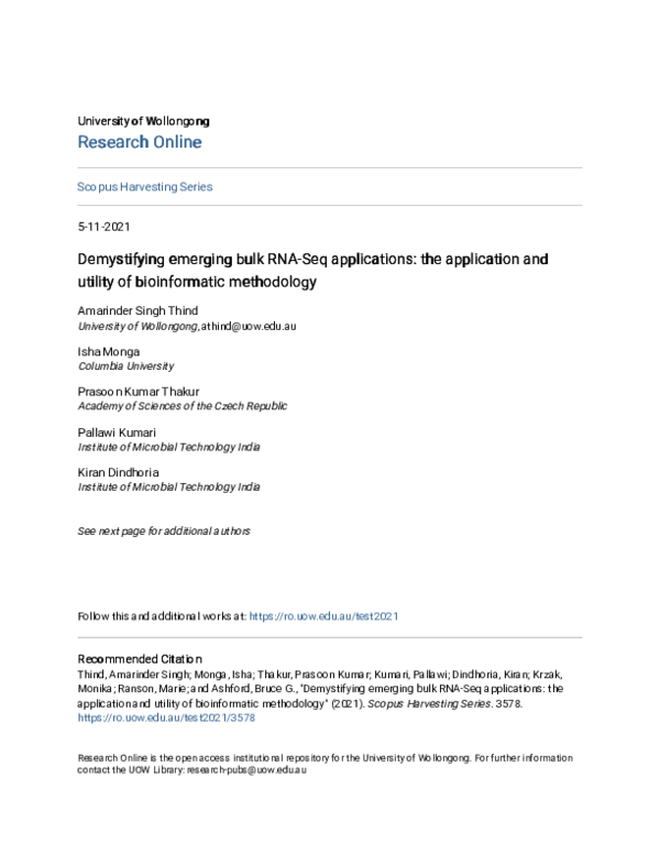 Pdf Demystifying Emerging Bulk Rna Seq Applications The Application And Utility Of