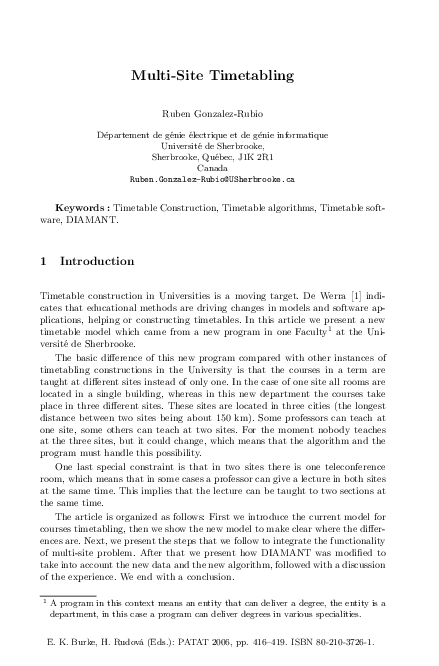 (PDF) Multi-Site Timetabling | Ruben Gonzalez-Rubio - Academia.edu