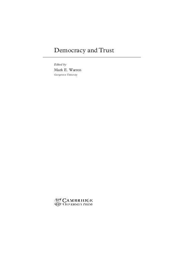 (PDF) Democracy and Trust