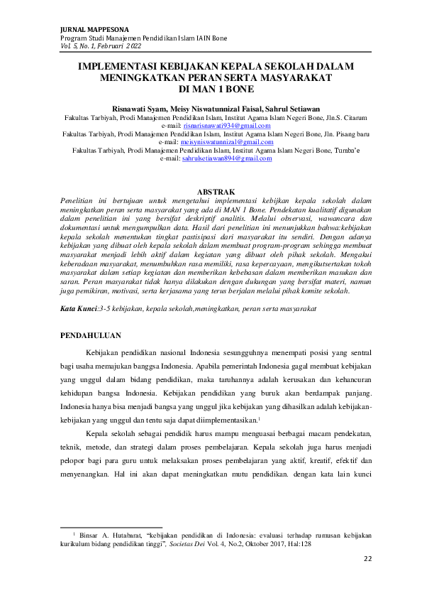 (PDF) Implementasi Kebijakan Kepala Sekolah Dalam Meningkatkan Profesionalisme Guru DI Sma ...