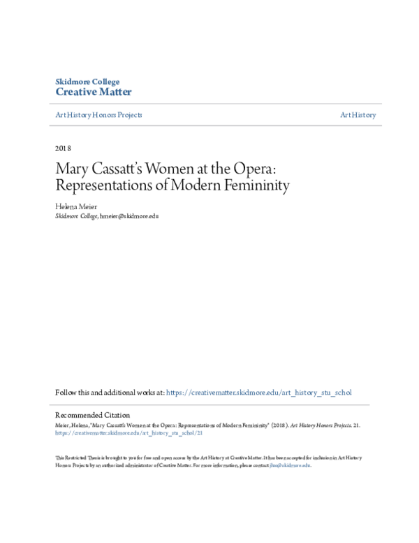 (PDF) Mary Cassatt’s Women at the Opera: Representations of Modern ...