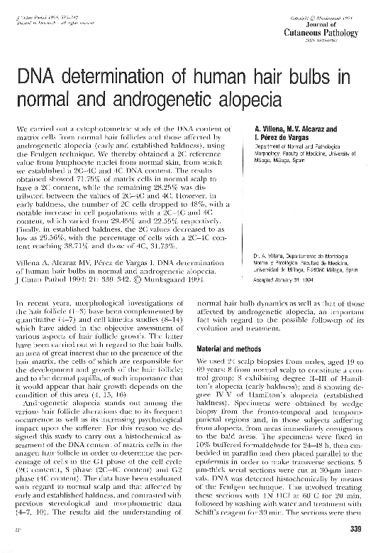 (PDF) DNA determination of human hair bulbs in normal and androgenetic ...