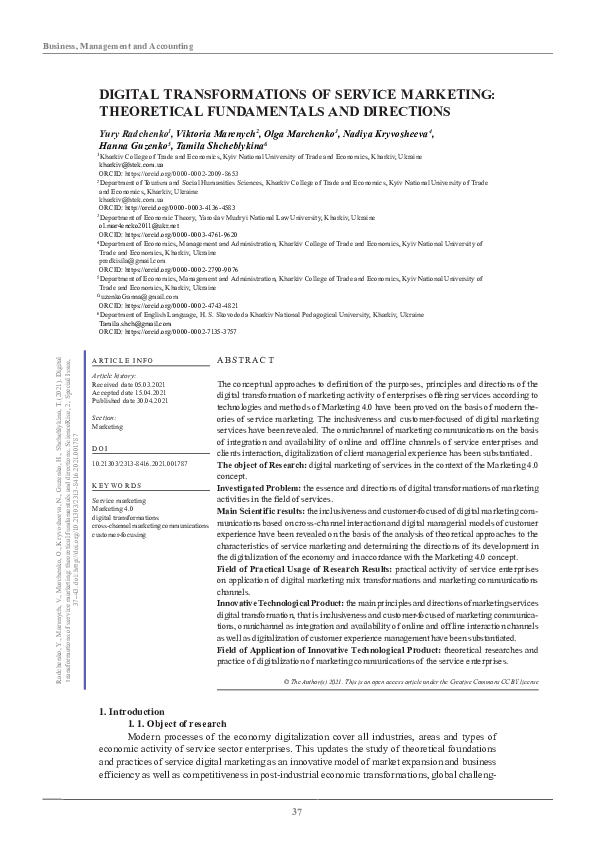 (PDF) Digital transformations of service marketing: theoretical ...