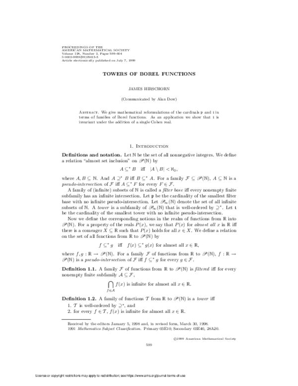 (PDF) Borel Functions and Cardinal Invariance