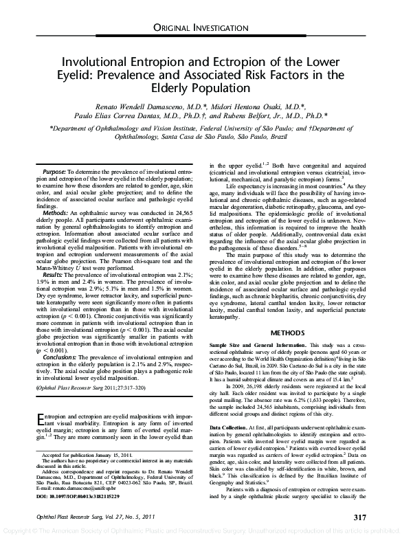 (PDF) Involutional entropion and ectropion of the lower eyelid ...