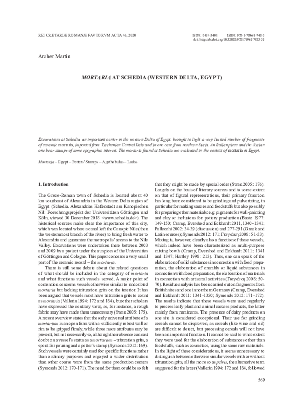 (PDF) Mortaria at Schedia (Western Delta, Egypt)