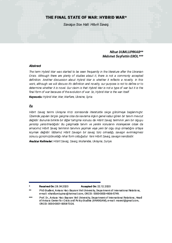 (PDF) The Final State Of War: Hybrid War