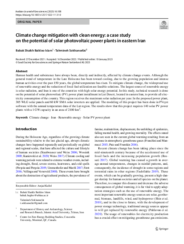(PDF) Climate change mitigation with clean energy: a case study on the ...