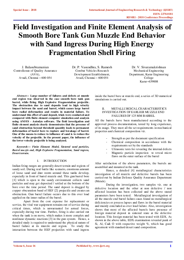 (PDF) Field Investigation and Finite Element Analysis of Smooth Bore ...