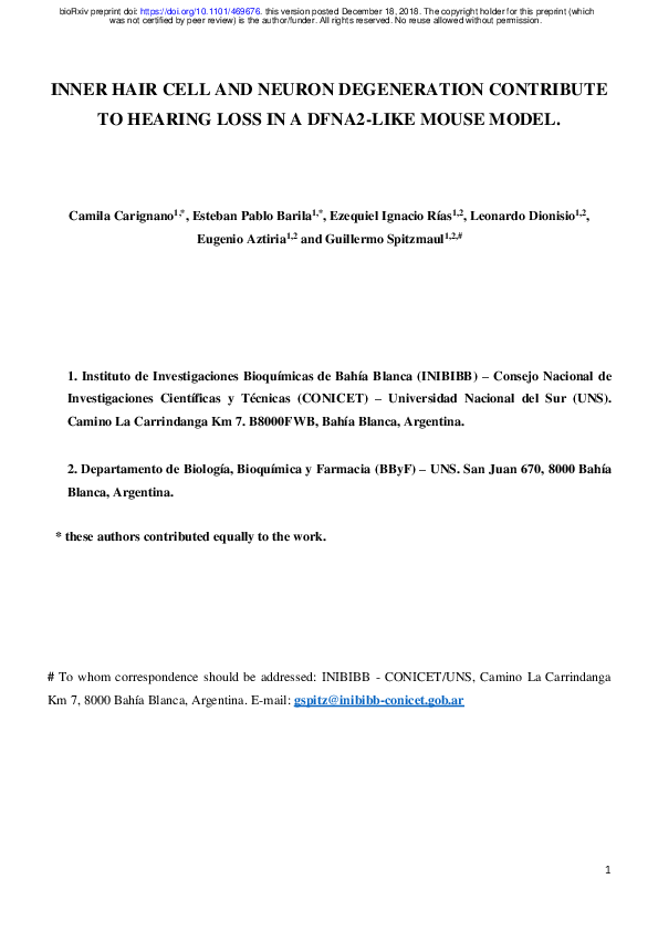 (PDF) Inner Hair Cell and Neuron Degeneration Contribute to Hearing ...