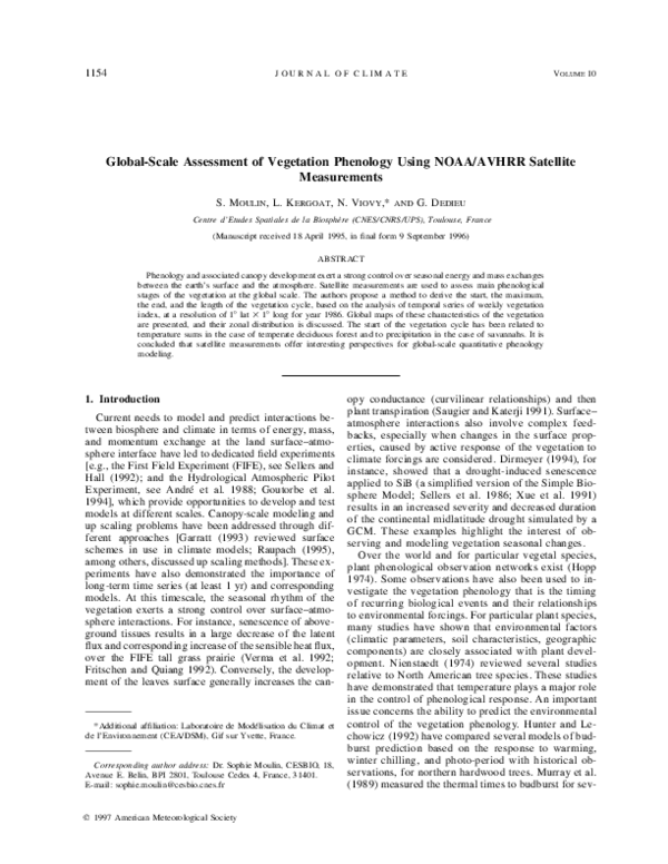 (PDF) Global Vegetation Phenology Assessment Using NOAA/AVHRR Data