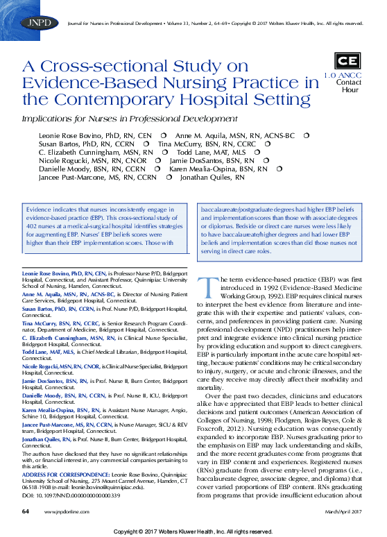 (PDF) A Cross-sectional Study on Evidence-Based Nursing Practice in the ...