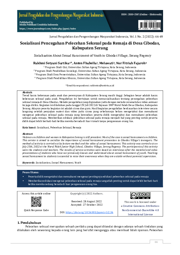 (PDF) Sosialisasi Pencegahan Pelecehan Seksual pada Remaja di Desa ...