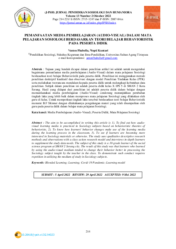 (PDF) Pemanfaatan Media Pembelajaran (Audio-Visual) Dalam Mata ...