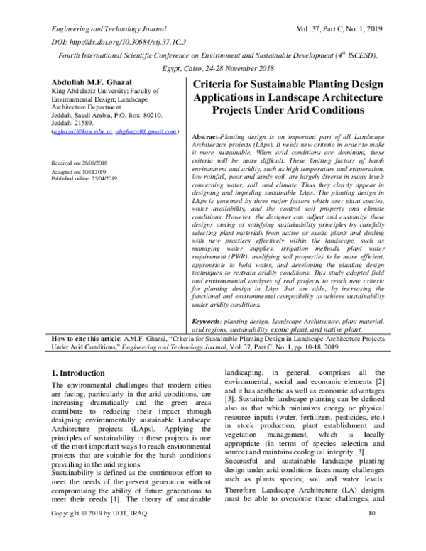 (PDF) Criteria for Sustainable Planting Design Applications in ...