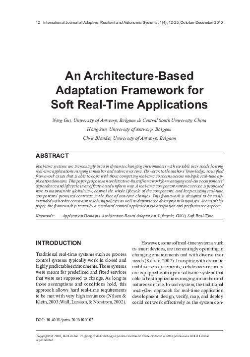 (PDF) An Architecture-based Adaptation Framework for Soft Real-Time Applications