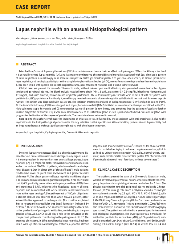(PDF) Lupus nephritis with an unusual histopathological pattern