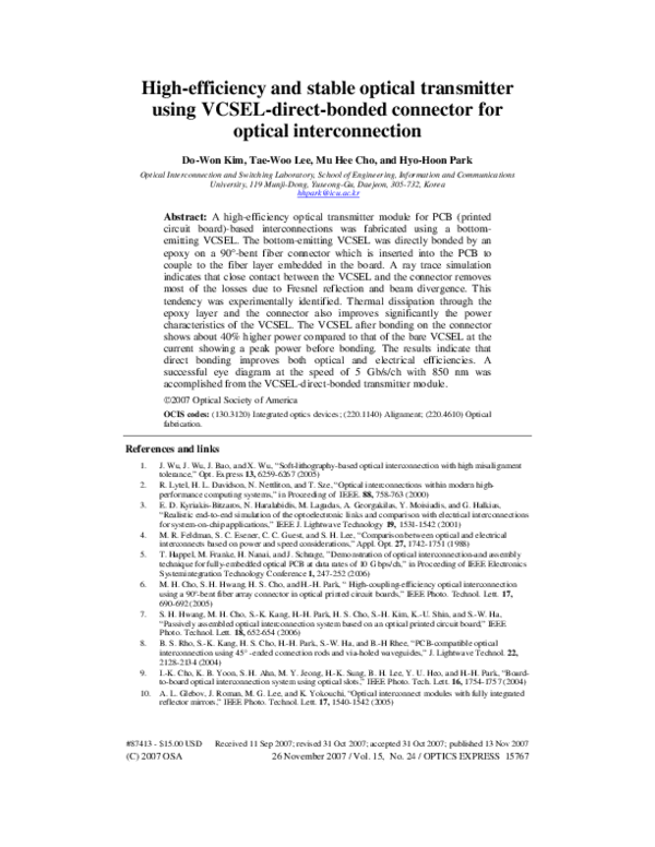 (PDF) High-efficiency and stable optical transmitter using VCSEL-direct ...