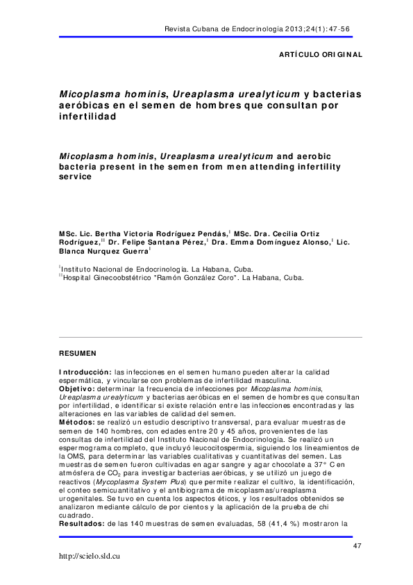 (PDF) Micoplasma hominis, Ureaplasma urealyticum y bacterias aeróbicas ...