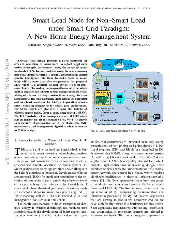 (PDF) Smart Load Node for Nonsmart Load Under Smart Grid Paradigm: A New Home Energy Management ...