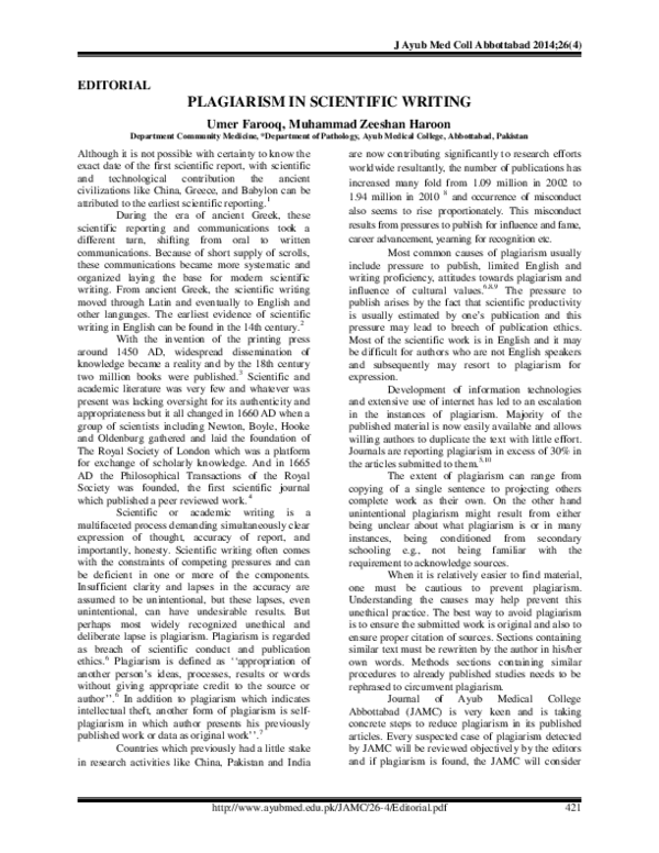 (PDF) Plagiarism in Scientific Writing