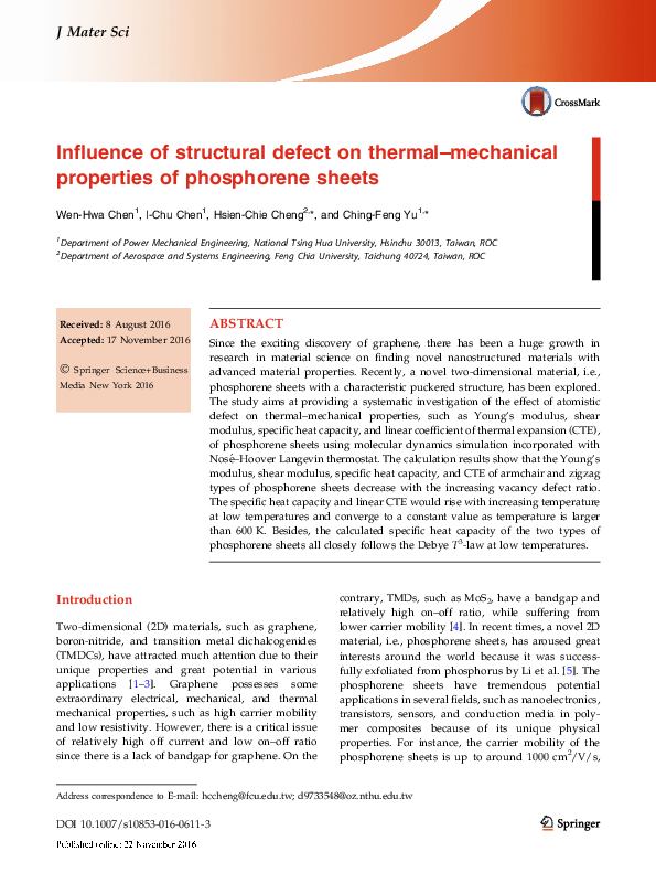 (PDF) Influence of structural defect on thermal–mechanical properties ...