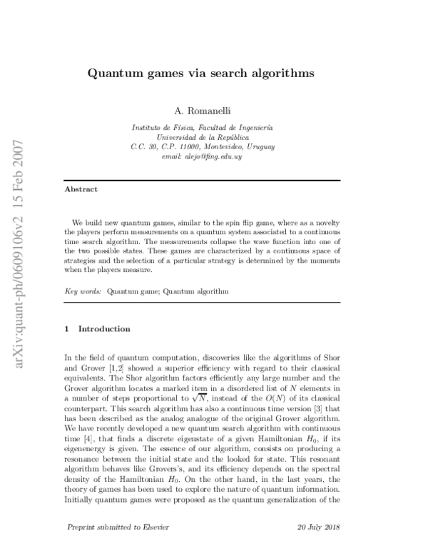 (PDF) Quantum Games with Continuous Search Strategies