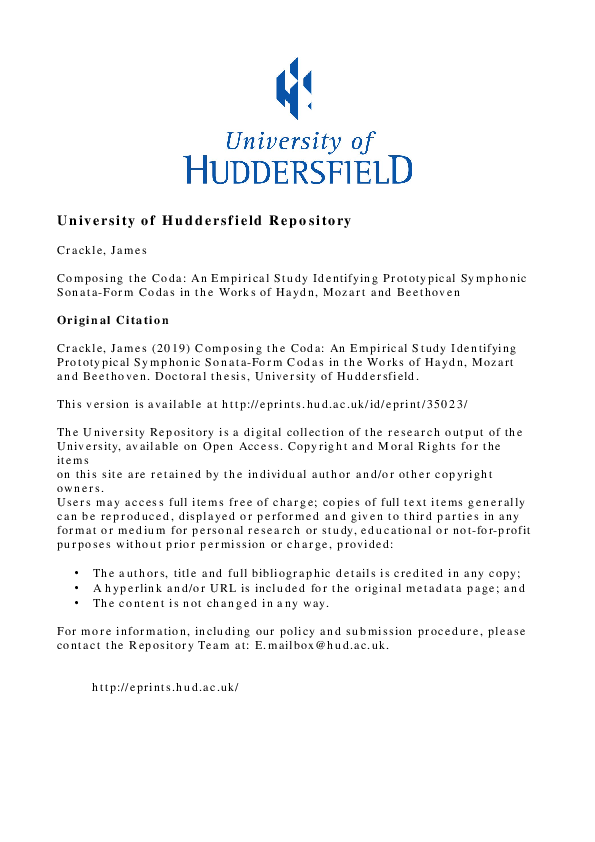 (PDF) Composing the Coda: An Empirical Study Identifying Prototypical ...