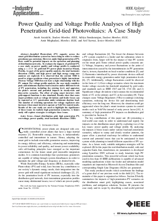 (PDF) High-Penetration Grid-Tied Photovoltaics: Analysis of Power ...